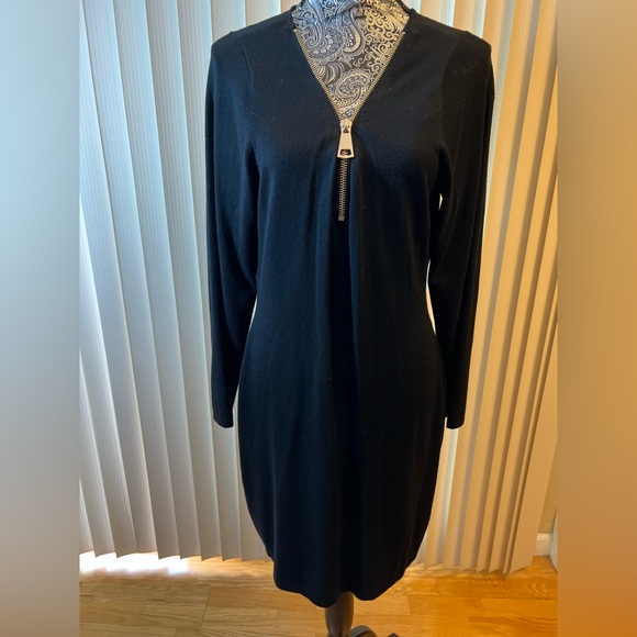 VENUS | Dresses | Venus Size L Zipper Detail Black Dress | Poshmark